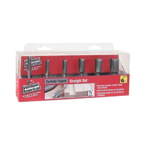 Vermont American 6 pc. Straight Router Bit Set, Carbide Tipped, 1/4-in ...