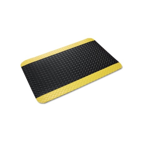 Crown Mats Black and Yellow Industrial Deck Plate Anti-Fatigue Mat ...