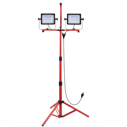 CyberTech 104W Portable Work Light w/ Tripod, Dual Head, 5000K, Red ...