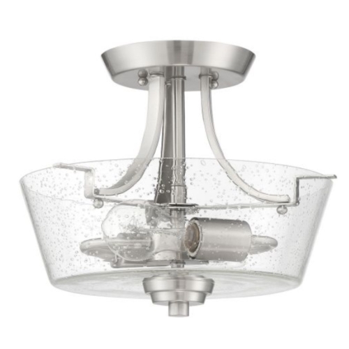 Craftmade Grace Semi Flush Fixture w/o Bulbs, 2 Lights, Nickel & Seeded ...
