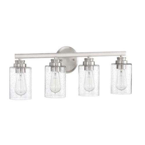 Craftmade Bolden Vanity Light Fixture w/o Bulbs, 4 Lights, Nickel/Clear ...