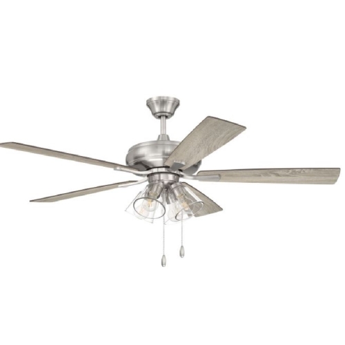 Craftmade 52-in 59W Eos Ceiling Fan w/ Bulb, 3-Speed, 5-Blade, Nickel ...
