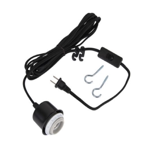 Craftmade Swag Hardware Kit w/ 15-ft Black Cloth Cord & Socket, E26 ...