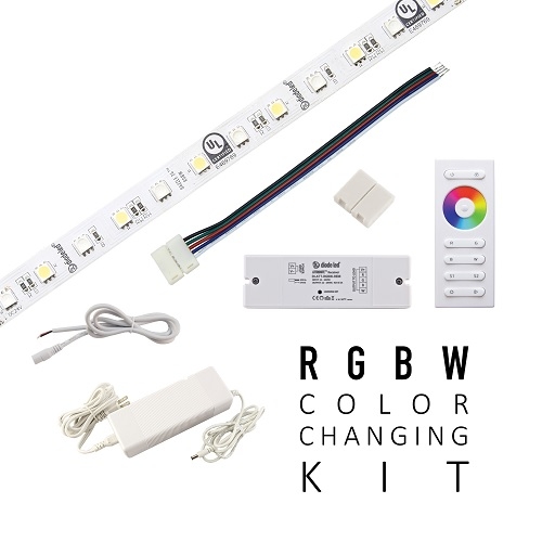Diode LED 20-ft Dazzle RGBW LED Tape Light Kit w/ Plug-in Adapter, 24V ...