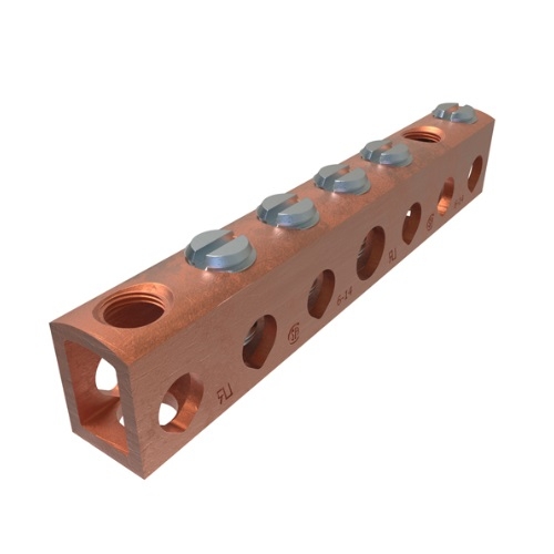 FTZ Industries Copper Neutral Bar, 5 Ports, 4-14 Main, 6-14 Tap AWG ...