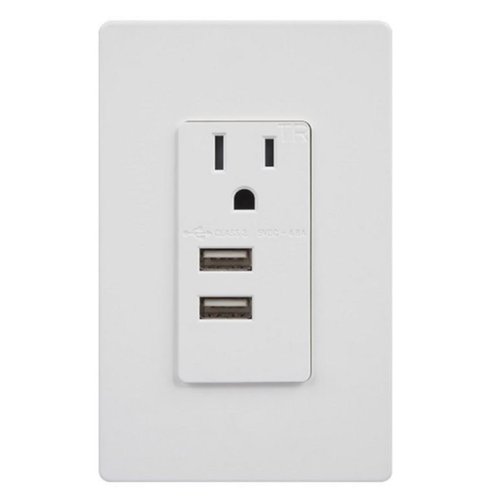 Enerlites White Dual USB Tamper Resistant Single Receptacle (Enerlites ...