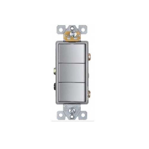 Enerlites 15 Amp Residential Grade Triple Rocker Switch, Silver ...