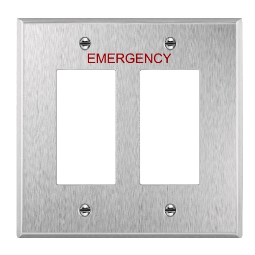 Enerlites 2-Gang Mid-Size Emergency Wall Plate, Decora, Stainless Steel ...