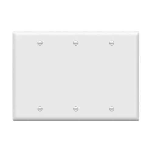 Enerlites 3-Gang Standard Wall Plate, Blank, Thermoplastic, Gray ...