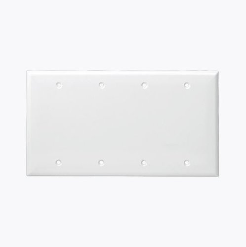Enerlites White Colored Thermoplastic Four-Gang Blank Wall Plate ...