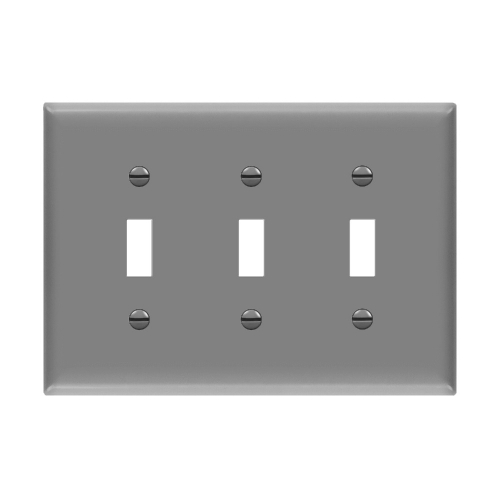Enerlites 3-Gang Mid-Size Wall Plate, Toggle, Gray (Enerlites 8813M-GY ...