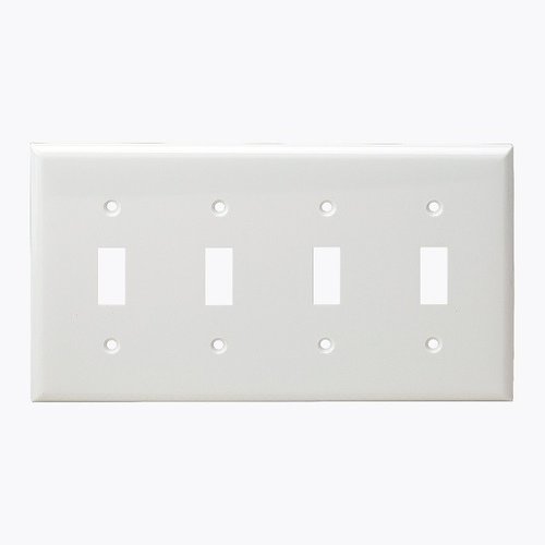 Enerlites White Mid-Size 4-Gang Toggle Switch Plastic Wall Plate ...