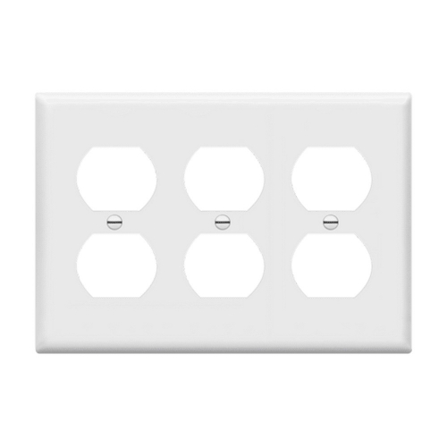 Enerlites 3-Gang Standard Wall Plate, Duplex, Thermoplastic, Black ...