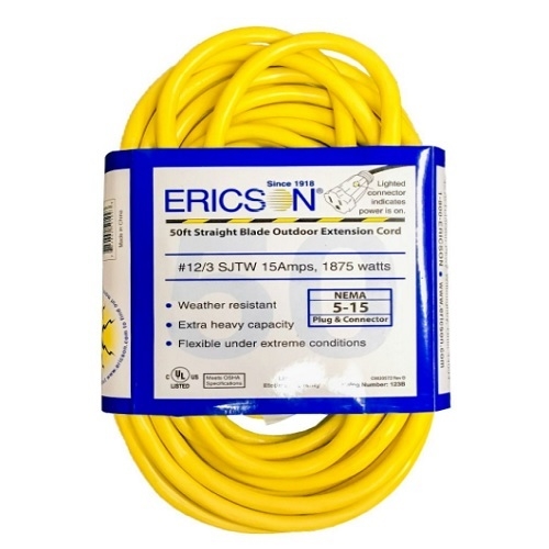 Ericson 100-ft Commercial Grade SJTW Black Cable, 5-15P & 5-15C, 14/3 ...