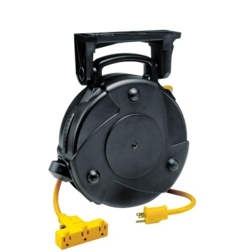 Ericson 30-ft Retractable Cord Reel w/ (3) NEMA 5-15R Tri-Tap, 14/3 AWG ...