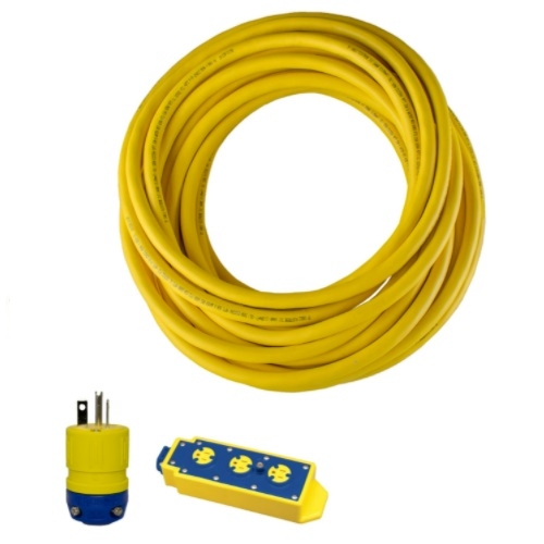 Ericson 50-ft Tri-Tap Extension Cord Set, SOW, L6-15P & L6-15R, 12/3 ...