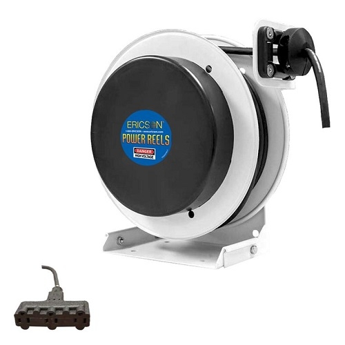 Ericson 25-ft Flex Rig Reel w/ NEMA 10A 5-15 Plug & Tri-Tap (3), 16/3 ...