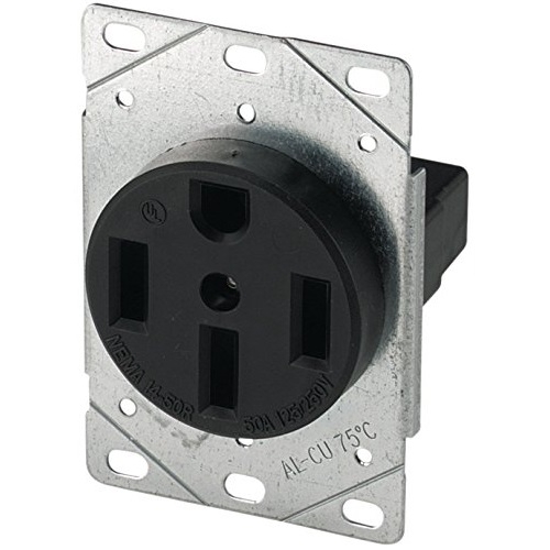 Eaton Wiring 50 Amp Range Outlet, Flush Mount, 3-Pole, 4-Wire, 125V ...