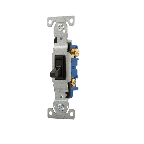 Eaton Wiring 15 Amp Single Pole Toggle Switch, Auto Ground, Black ...
