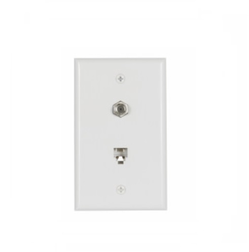Eaton Wiring Flush Mount Wall Plates w/ Coax & Phone Jack, White (Eaton ...
