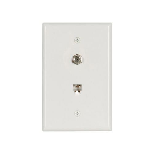 Eaton Wiring Wall Plate w/ Telephone Jack & Coaxial Connector, 4 ...