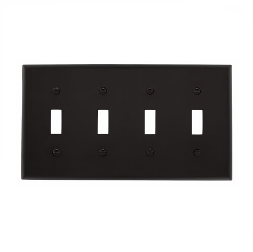 Eaton Wiring 4-Gang Toggle Switch Wall Plate, Standard, Black (Eaton ...