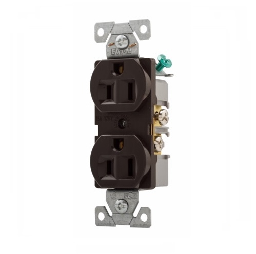 Eaton Wiring 15 Amp Duplex Receptacle, Flush Mount, Brown (Eaton Wiring ...
