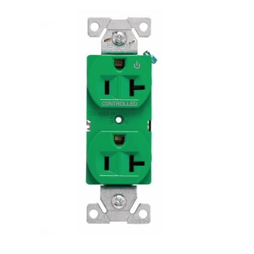 Eaton Wiring 20 Amp Half Controlled Duplex Receptacle, 2-Pole, #14-10 ...