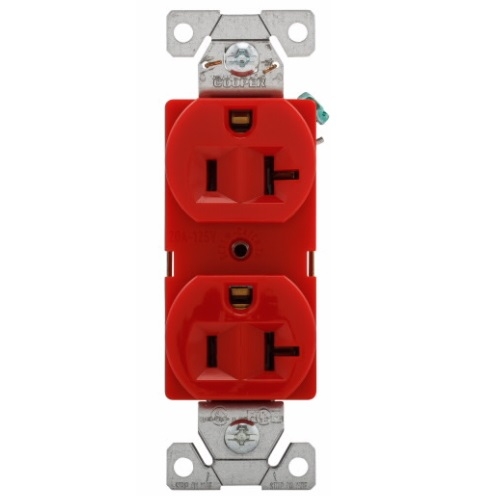 Eaton Wiring 20 Amp Duplex Receptacle Outlet, 2-Pole, 3-Wire, 125V, Red ...