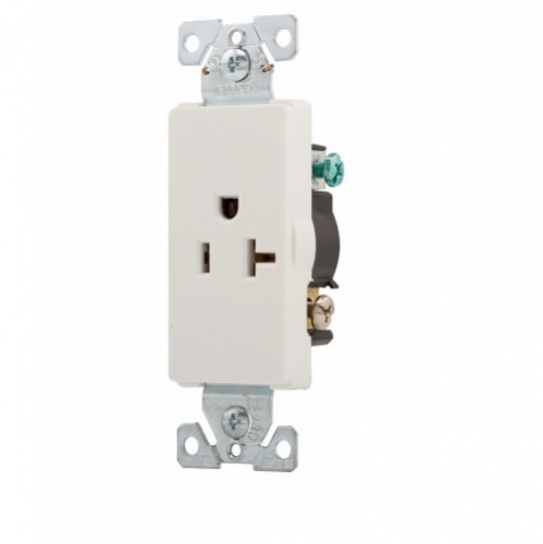 Eaton 20 Amp Decora Single Receptacle, Commercial Grade, Ivory (Eaton ...