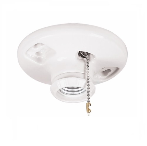 Eaton Wiring 250W Porcelain Lampholder w/ Pull Chain, Medium Base, 250V ...