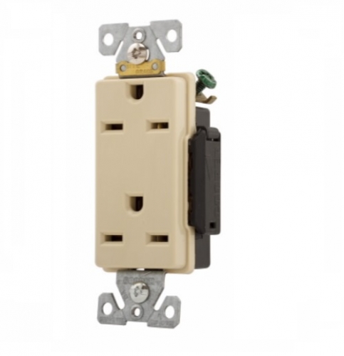 Eaton Wiring 15Amp NEMA 6-15R Premium Decorator Receptacle, 250V, Ivory ...
