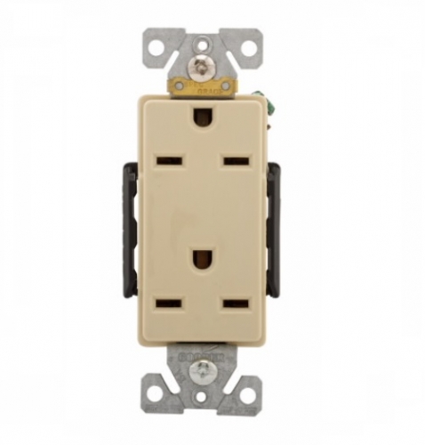 Eaton Wiring 15Amp NEMA 6-15R Premium Decorator Receptacle, 250V, White ...