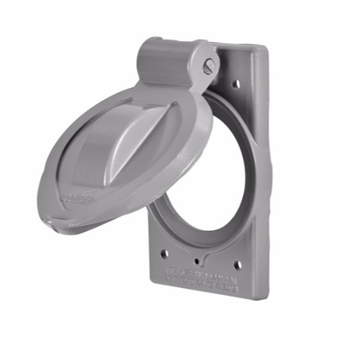 Eaton Wiring 1-Gang Single Receptacle Cover, Die Cast Aluminum, Grey ...