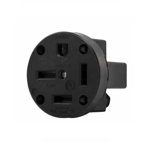 Eaton Wiring 50 Amp Power Receptacle, 3-Phase, Panel Mount, Black ...