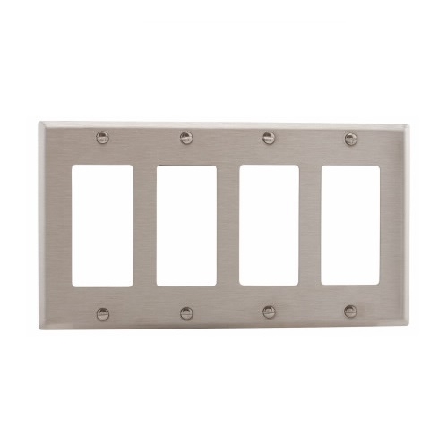 Eaton Wiring 4-Gang Decora Wall Plate, Standard Size, Steel (Eaton ...