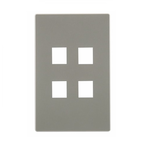 Eaton Wiring 4-Port Modular Wall Plate, Mid-Size, Silver Granite (Eaton ...