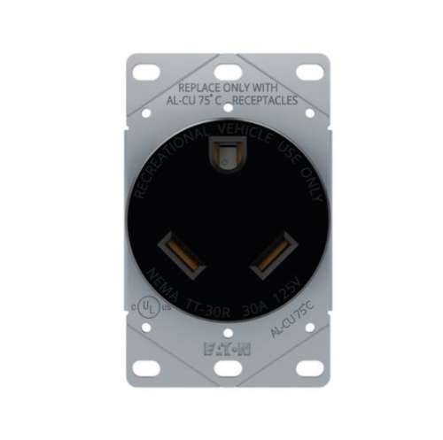 Eaton Wiring 30A Flush Mount Power Receptacle, 2-Pole, 3-Wire, 125V ...