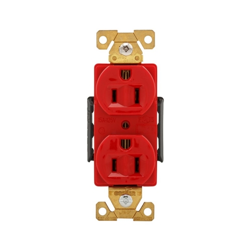 Eaton Wiring 15A Modular Duplex Receptacle, 2-Pole, 3-Wire, 125V, Red ...