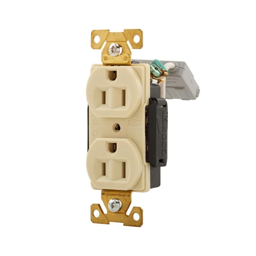 Eaton Wiring 15A Modular Duplex Receptacle, 2-Pole, 3-Wire, 125V, Ivory ...