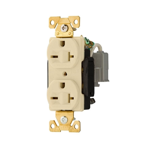 Eaton Wiring 20A Modular Duplex Receptacle, 2-Pole, 3-Wire, 250V, Ivory ...
