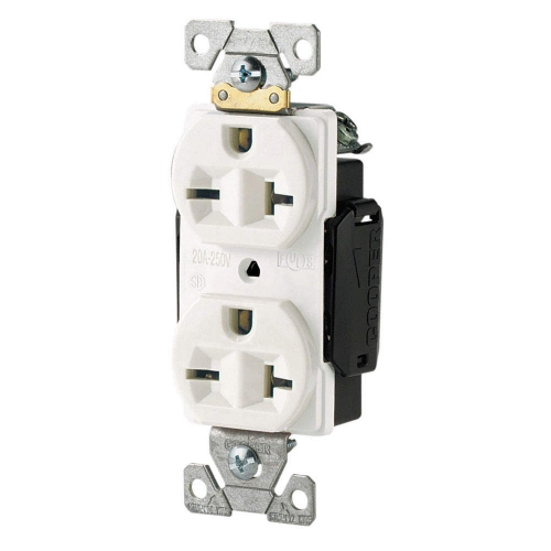 Eaton Wiring 20A Modular Duplex Receptacle, 2-Pole, 3-Wire, 250V, White ...
