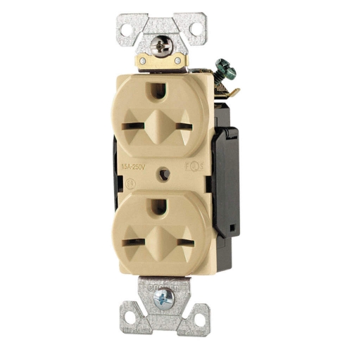 Eaton Wiring 15A Modular Duplex Receptacle, 2-Pole, 3-Wire, 250V, Ivory ...