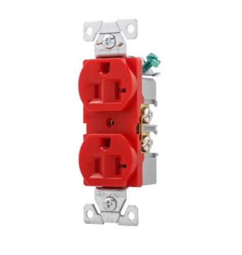 Eaton Wiring 20 Amp Duplex Receptacle , Auto-Grounded, Commercial, Red ...