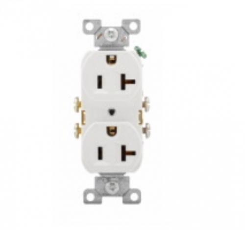 Eaton Wiring 20 Amp Duplex Receptacle, PVC, Commercial, White (Eaton ...