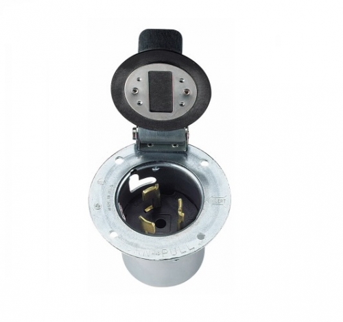 Eaton Wiring 50 Amp Flanged Inlet, Locking, Non-NEMA, Industrial, Steel ...