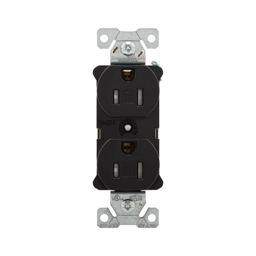 Eaton Wiring 15A Heavy-Duty EZ Link Duplex Receptacle, TR, 125V, Black ...