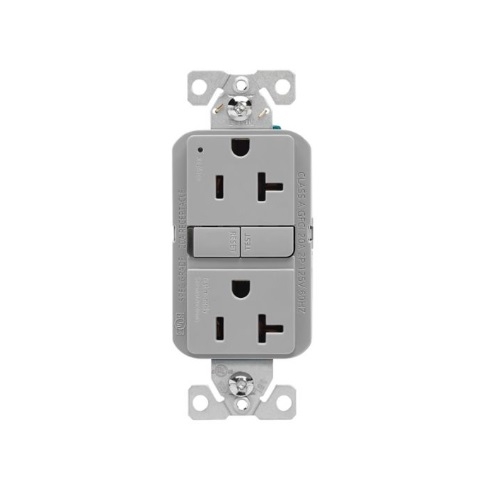 Eaton Wiring 20A Slim GFCI Receptacle Outlet, #14-10 AWG, 125V, Gray ...