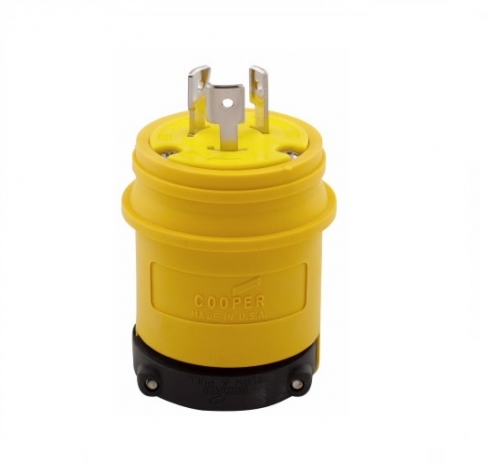 Eaton Wiring 20 Amp Locking Plug, NEMA L11-20, 250V, Yellow/Black ...