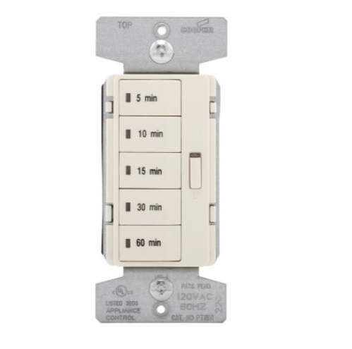 Eaton Wiring 1800W Minute Timer, 5-Button, Single-Pole, Almond (Eaton ...